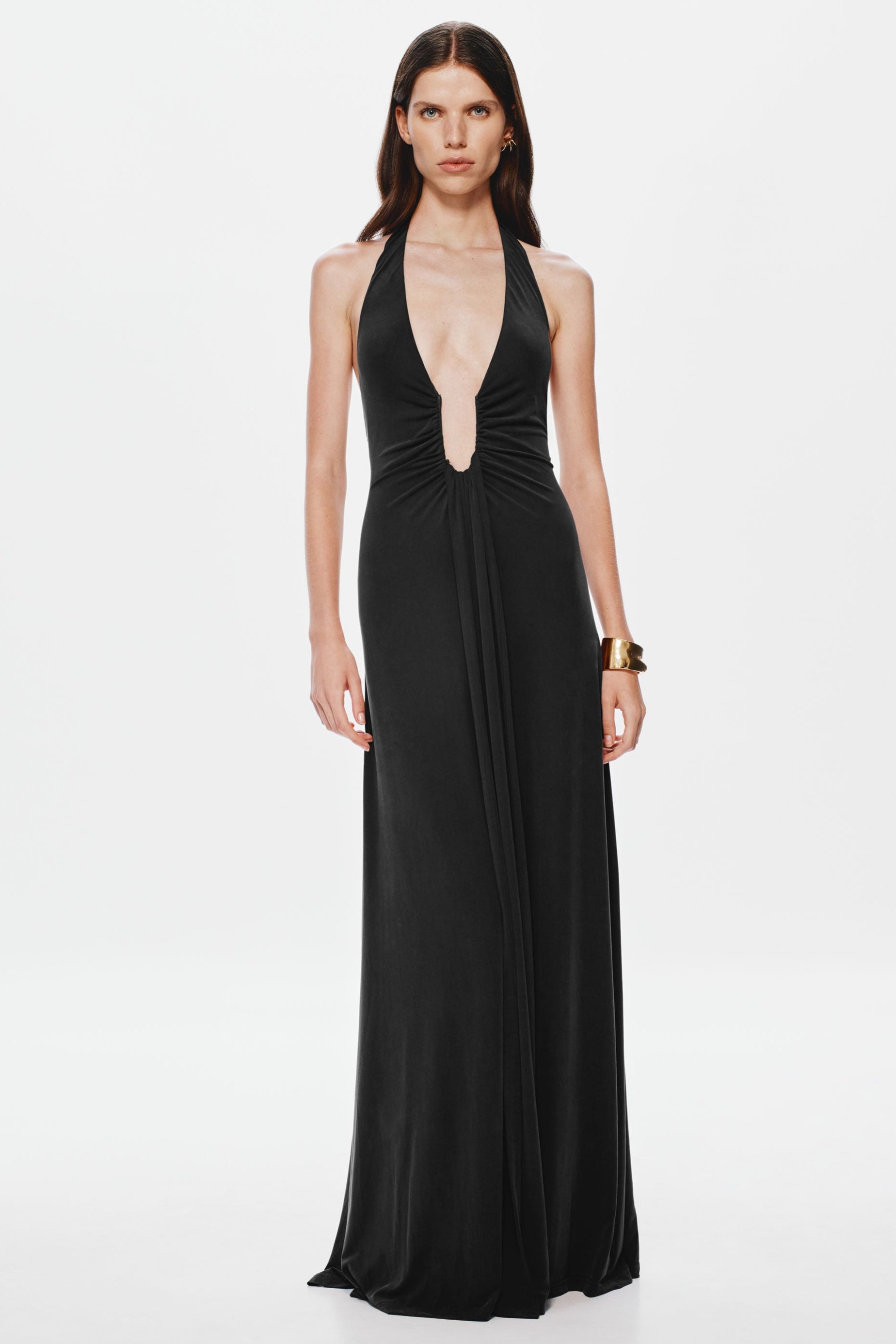 Jennifer Cupro Maxi Dress - Black | JAUS