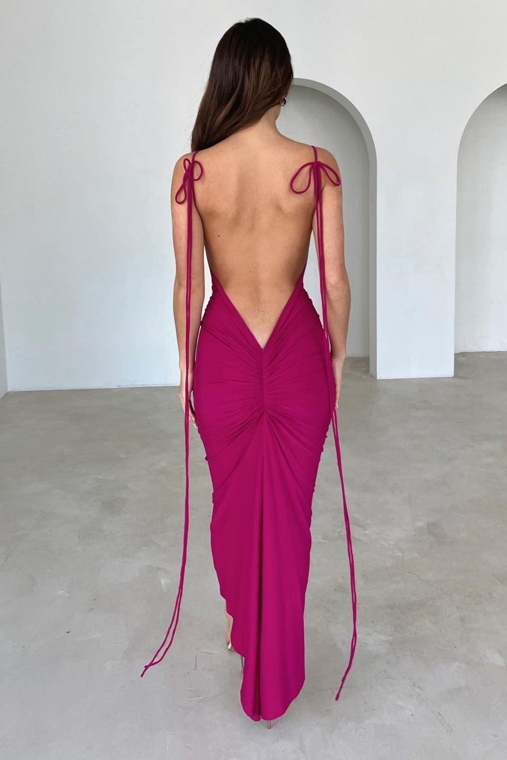 Azari Midi Dress - Deep Berry | JAUS